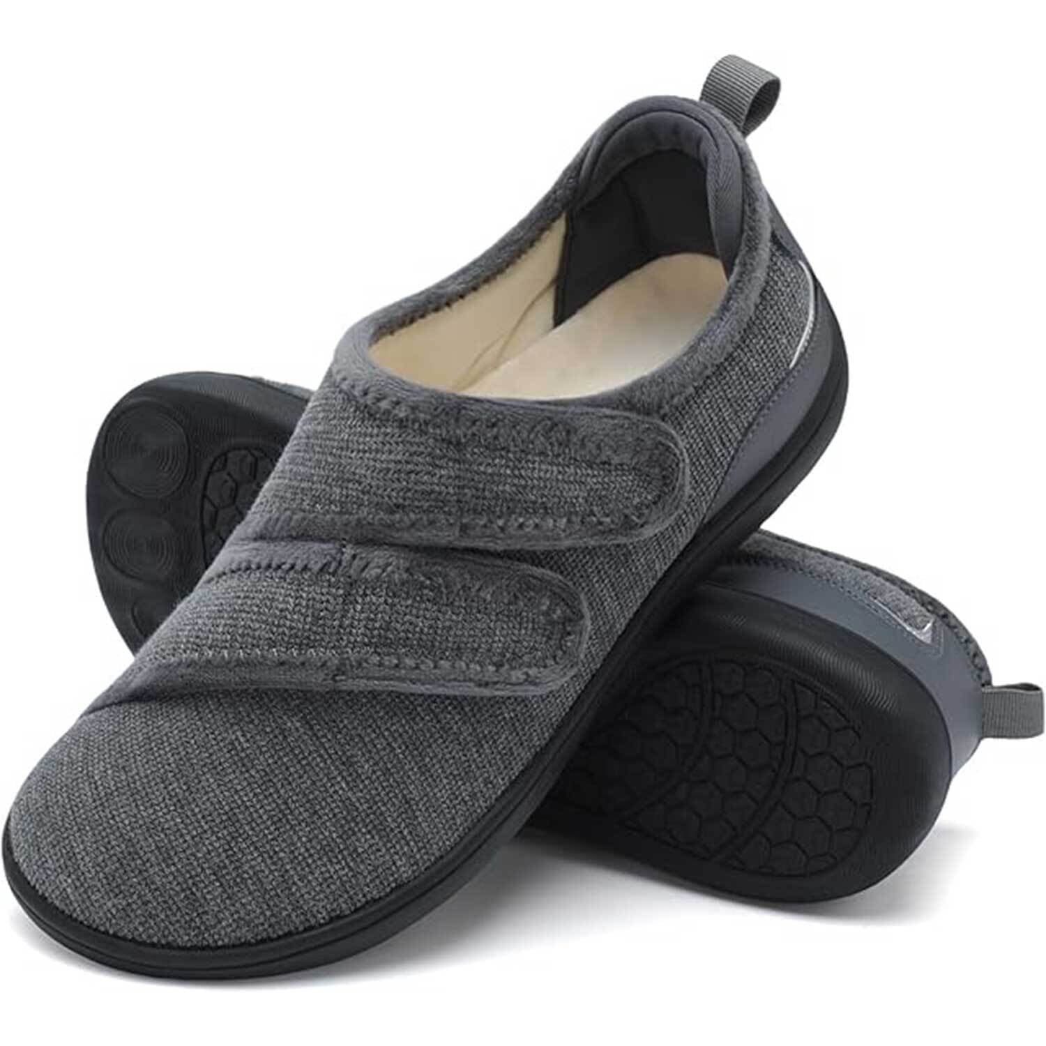 Barerun Mens Slippers Wide Diabetic Shoes Adjustable House Shoes for ...