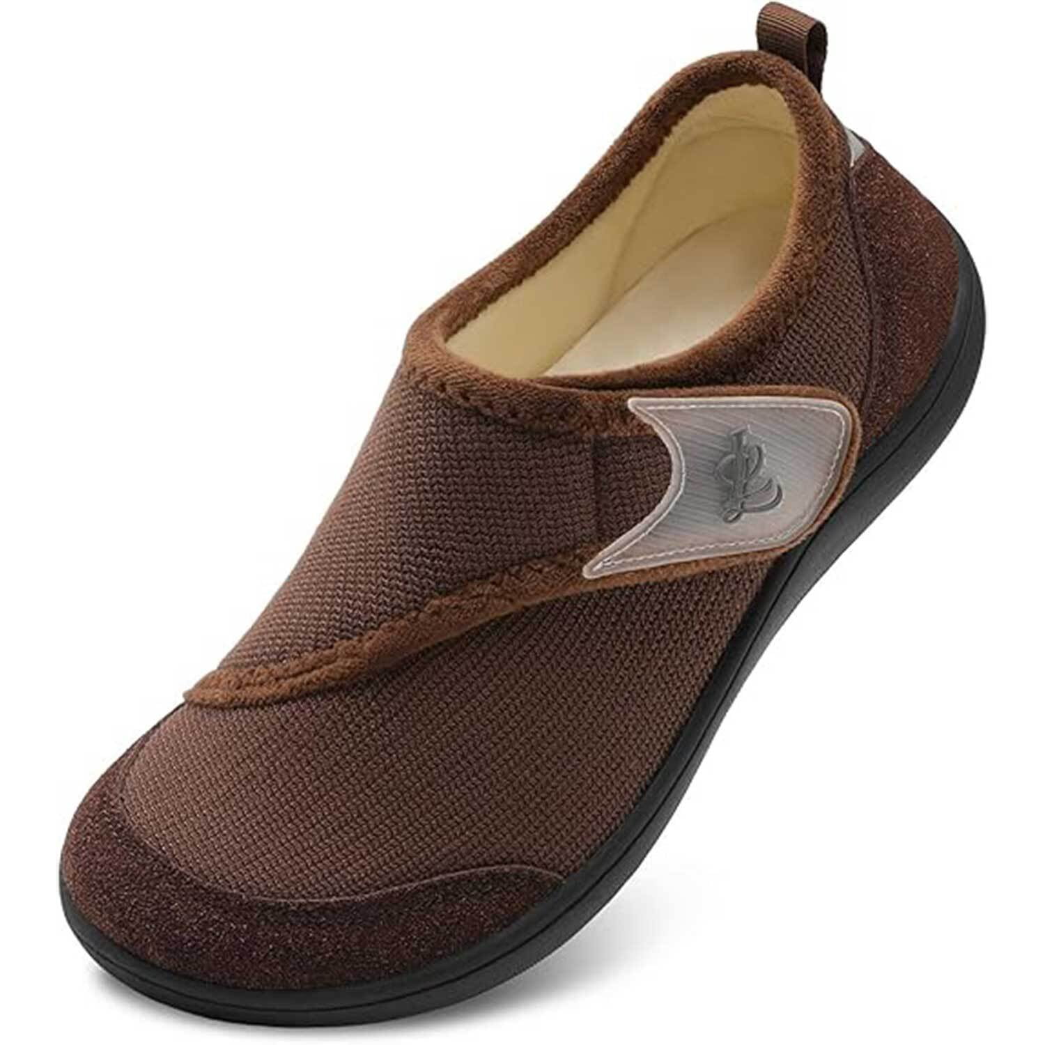 Barerun Mens Slippers Wide Width House Shoes Adjustable Diabetic Shoes ...