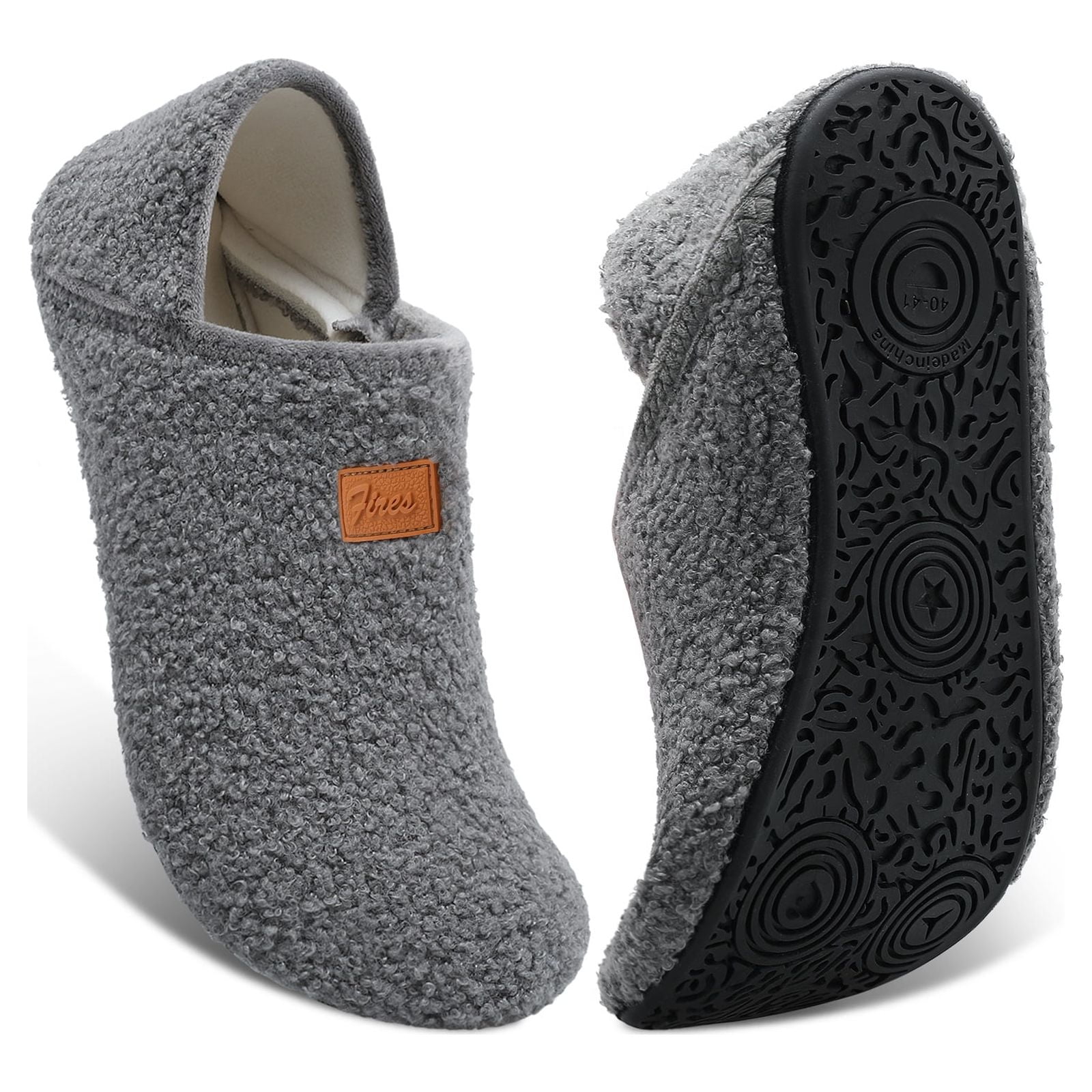 Barerun Slippers for Men and Women Indoor House Shoes Warm Sherpa Dark ...