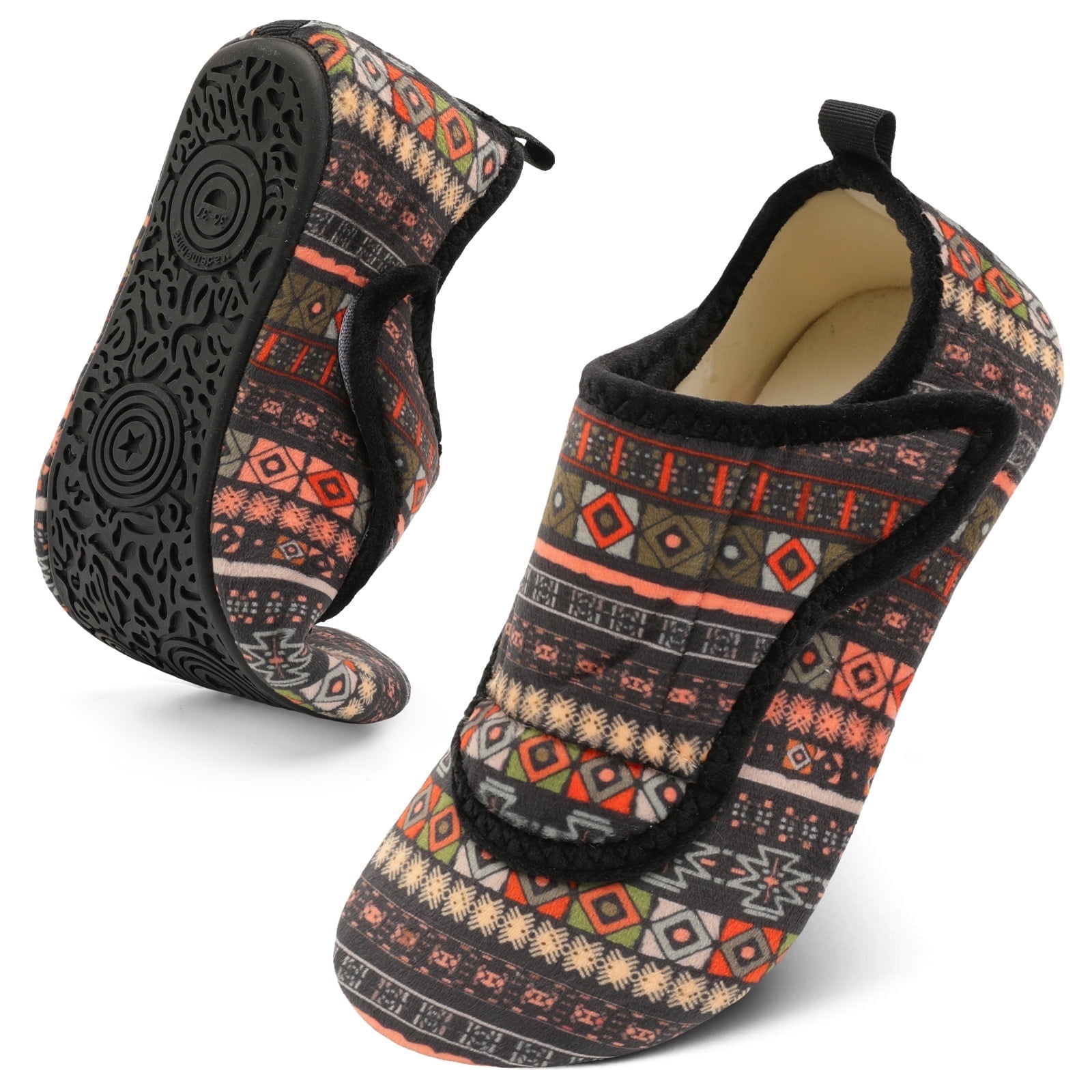 Barerun Fuzzy Adjustable Wide Diabetic Slippers for Women and Men with ...