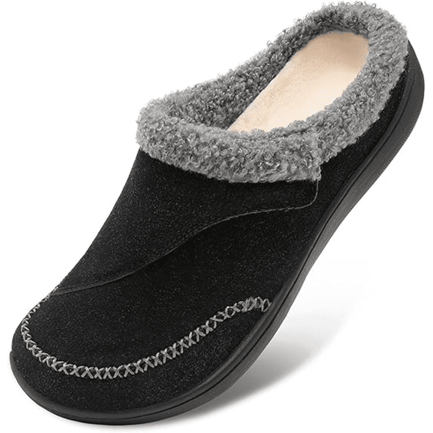 Barerun Womens Wide Diabetic Slippers Adjustable Memory Foam Arthritis ...