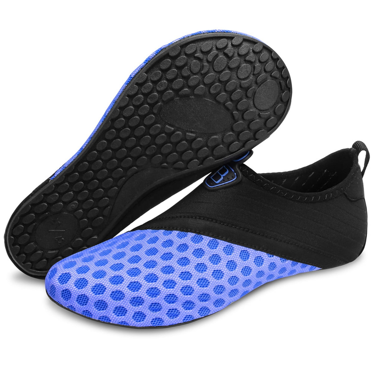 Barerun Womens Mens Water Shoes Aqua Socks for Water Aerobics Blackblue ...