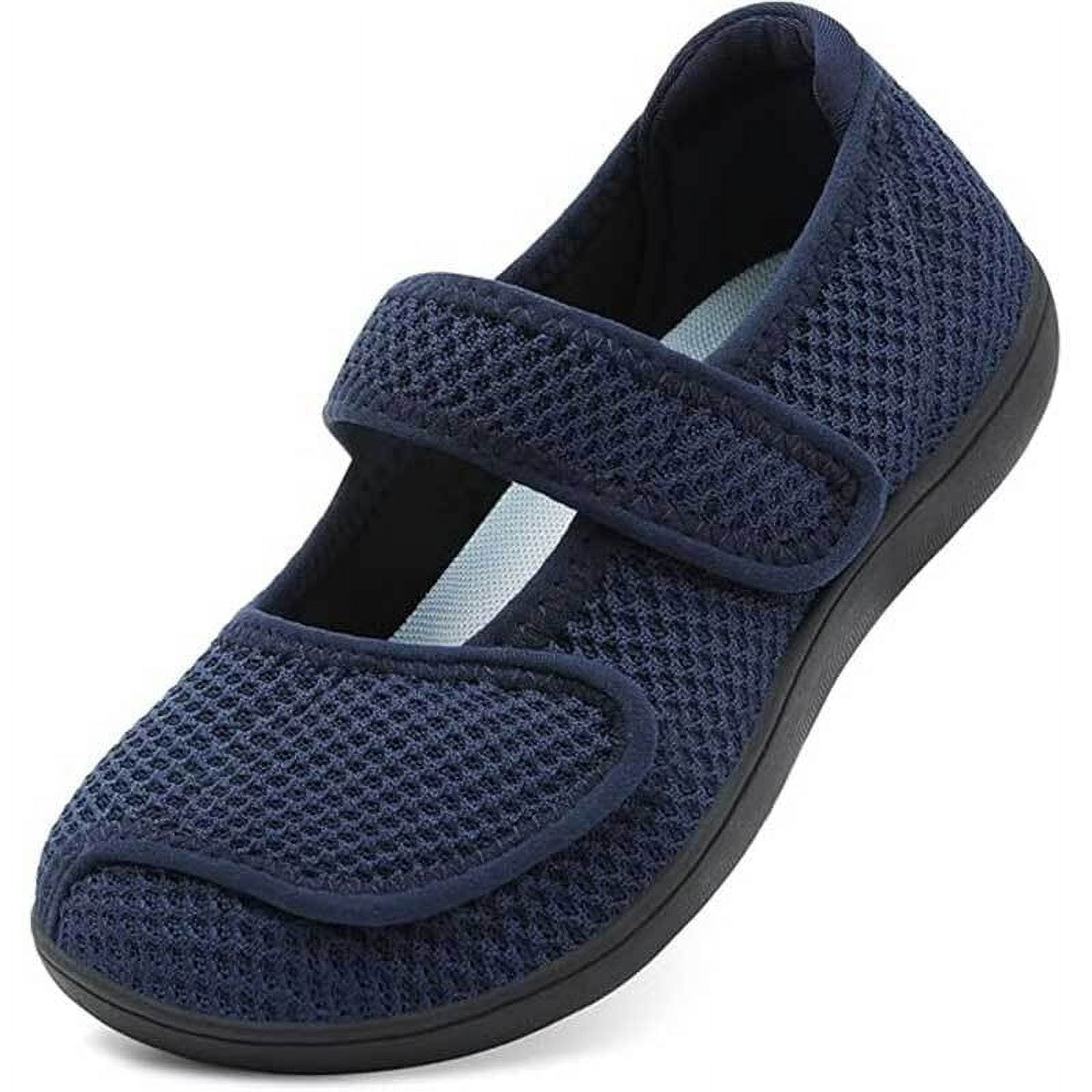 Barerun Womens Wide Diabetic Shoes Adjustable Mary Jane Shoes Arthritis Edema Slip on Walking ...