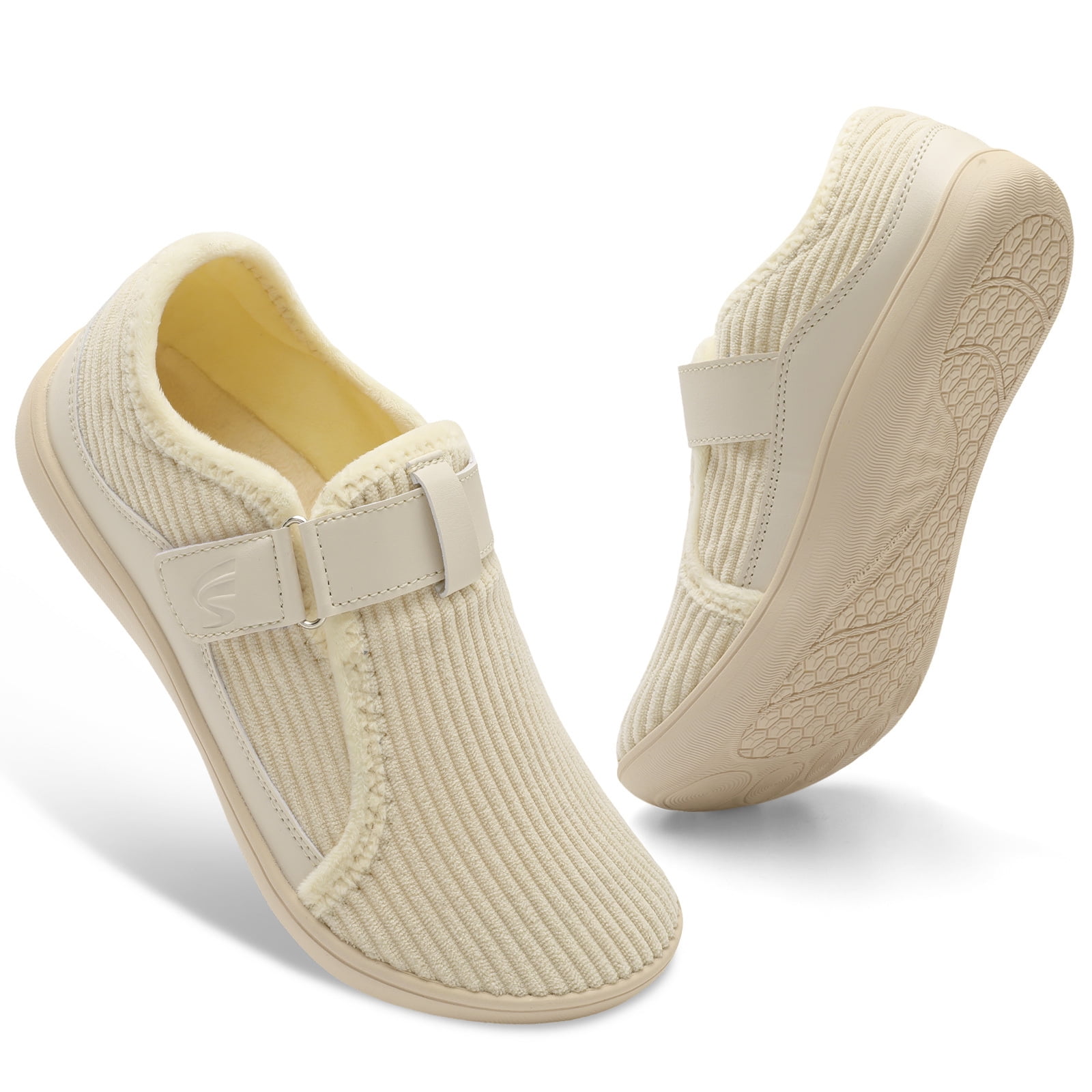 Barerun Womens Wide Slippers Adjustable House Shoes Cozy Walking Shoes ...