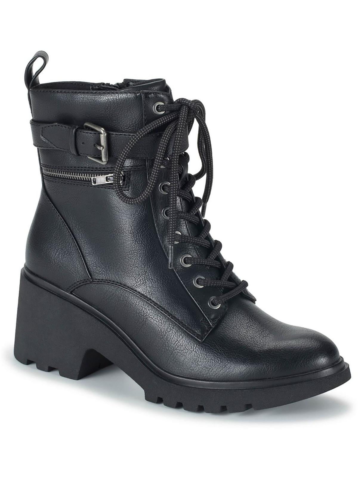 Baretraps Womens Dani Faux Leather Lug Sole Combat & Lace-Up Boots ...