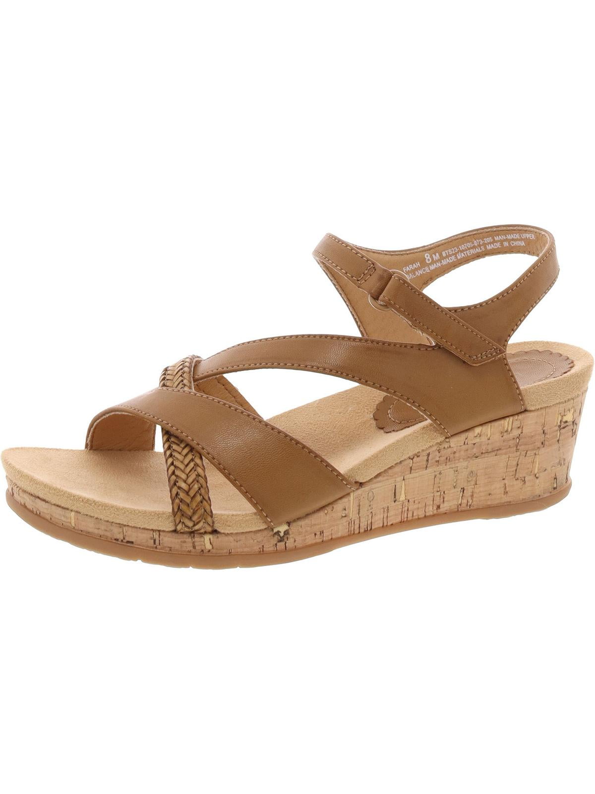 Baretraps Womens Farah Faux Leather Braided Wedge Sandals - Walmart.com