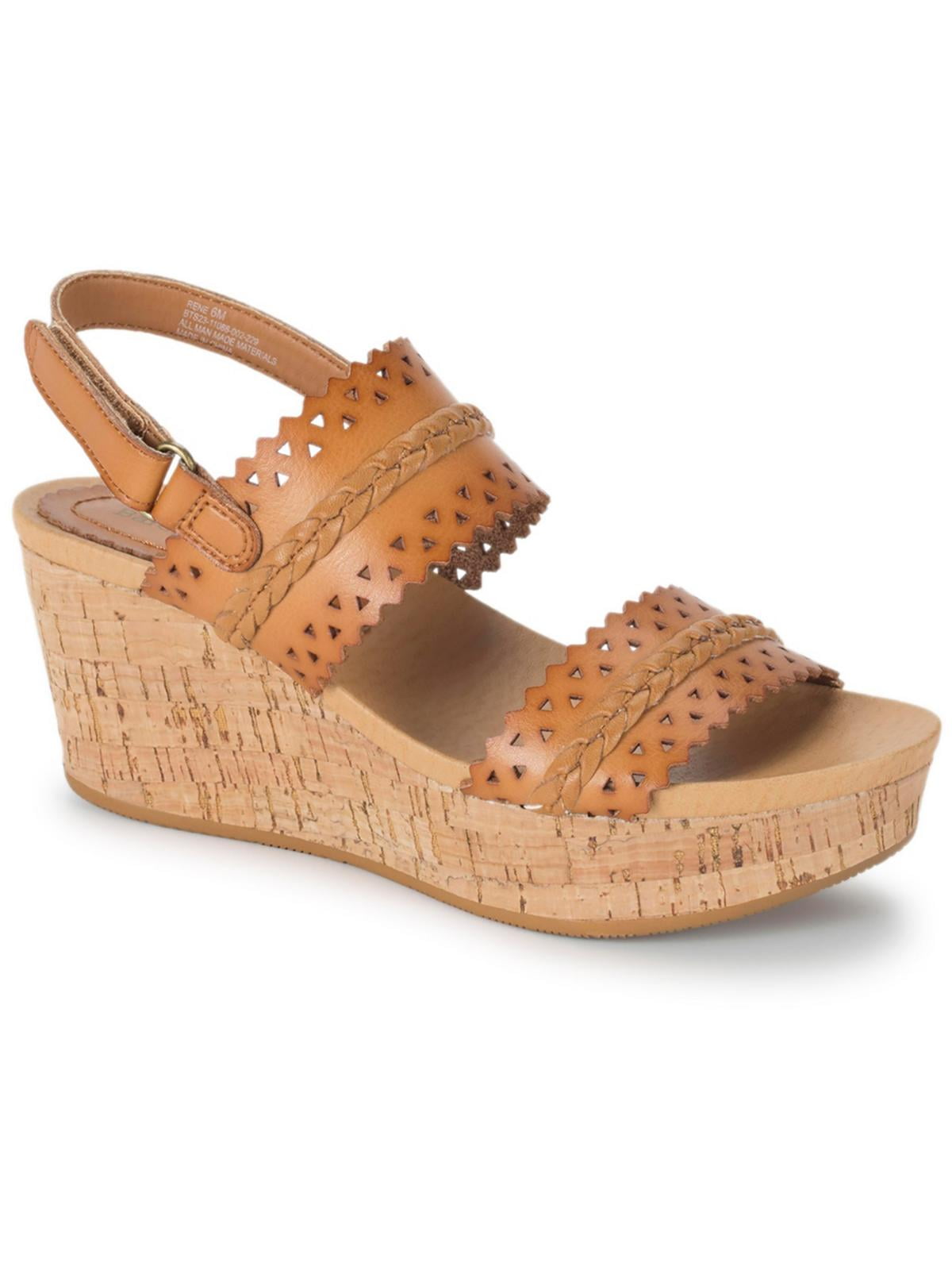 Baretraps Womens Rene Faux Leather Cork Platform Sandals - Walmart.com