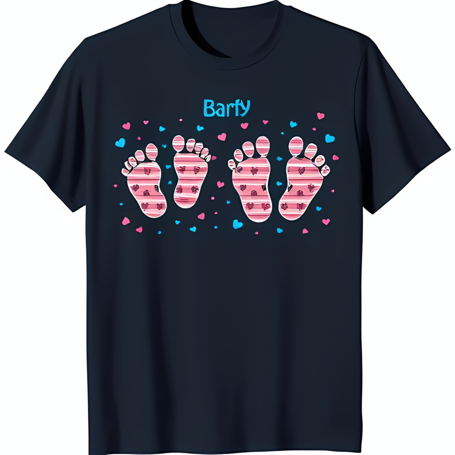 Barfy Blue T-Shirt with Cute Pink Footprints & Hearts Design - Walmart.com