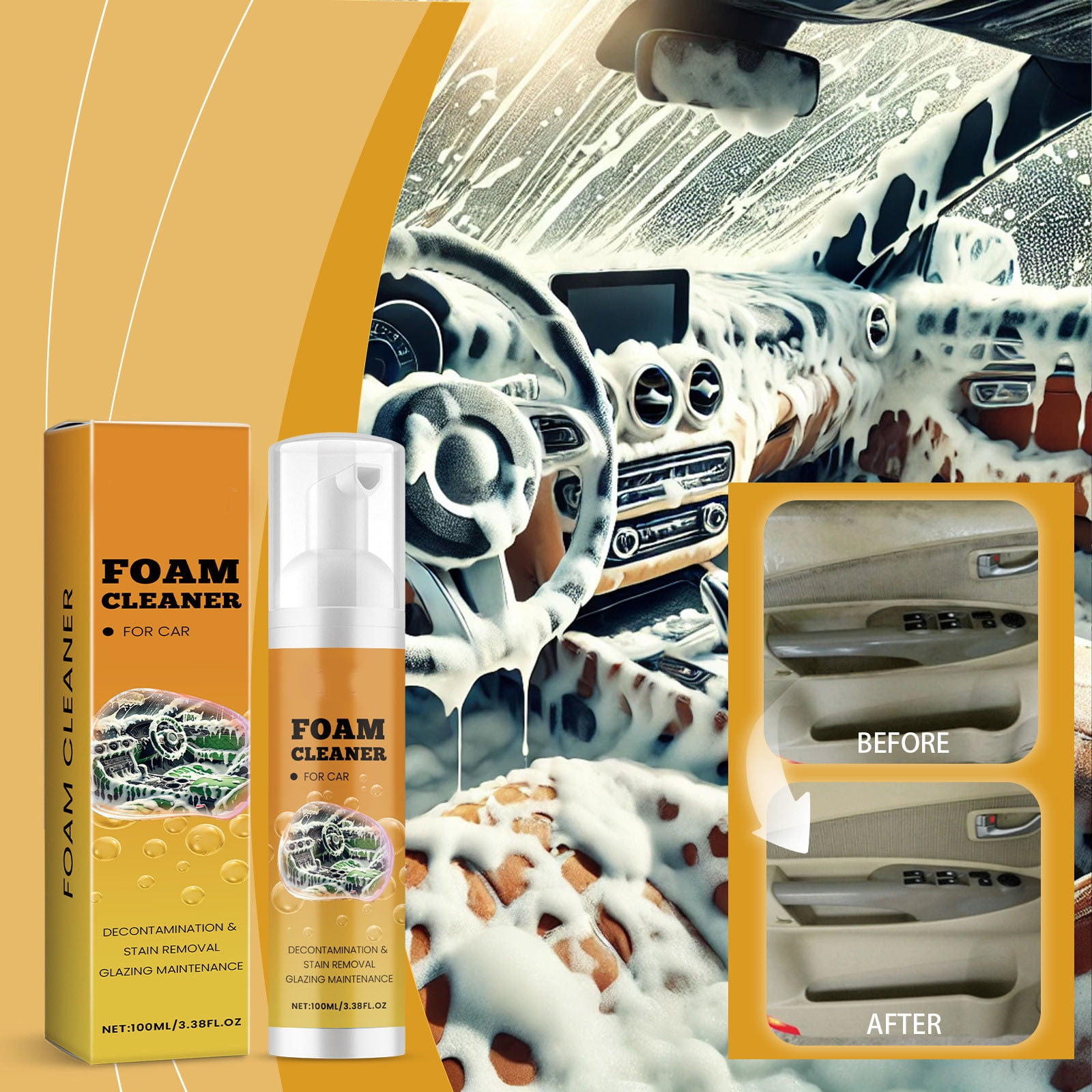 Angeler Car Interior Foam Cleaner, Multi-purpose, Safe Non-toxic, for ...