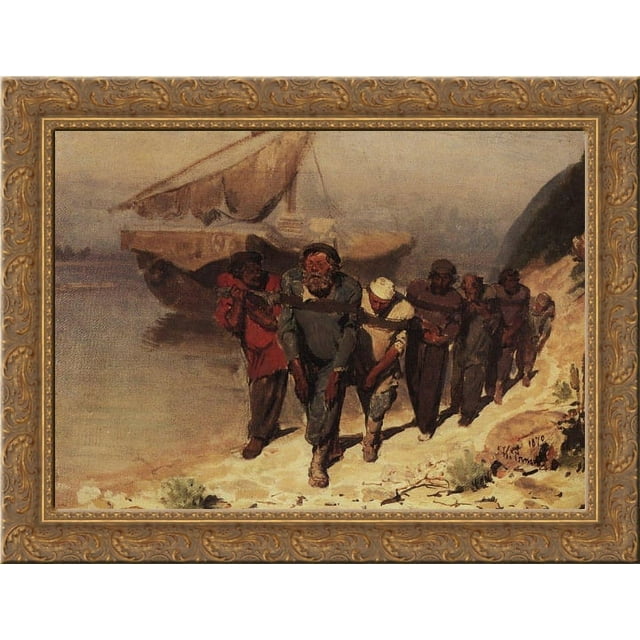 Barge Haulers on the Volga 24x20 Gold Ornate Wood Framed Canvas Art by ...
