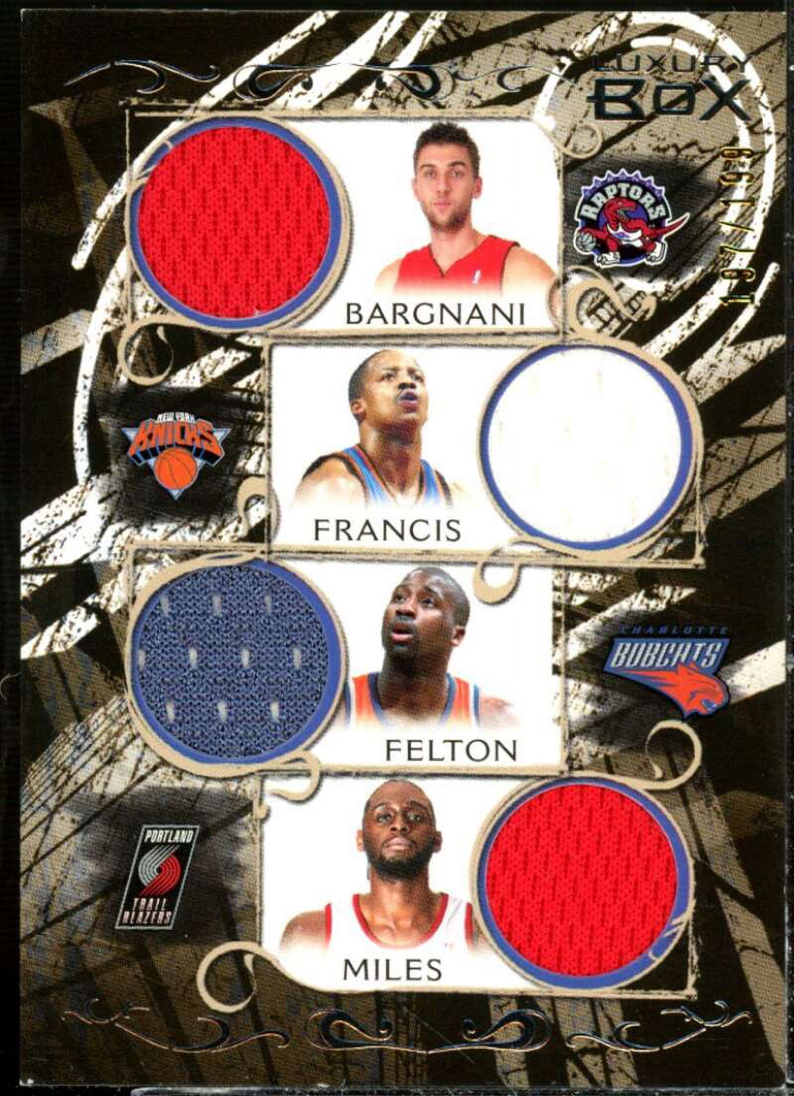Bargnani/Francis/ Felton/ Miles Card 2006-07 Topps Luxury Box Relics ...