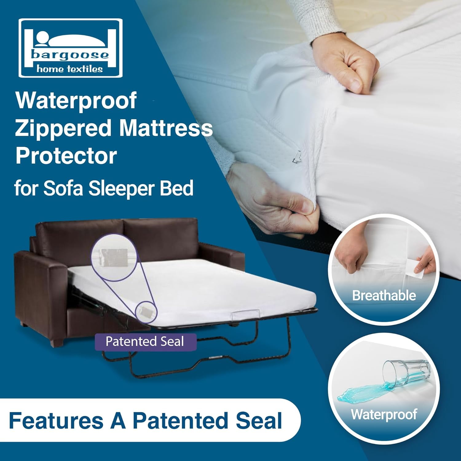 Bargoose Home Textiles | Zippered Queen Sofa Sleeper Mattress Protector ...