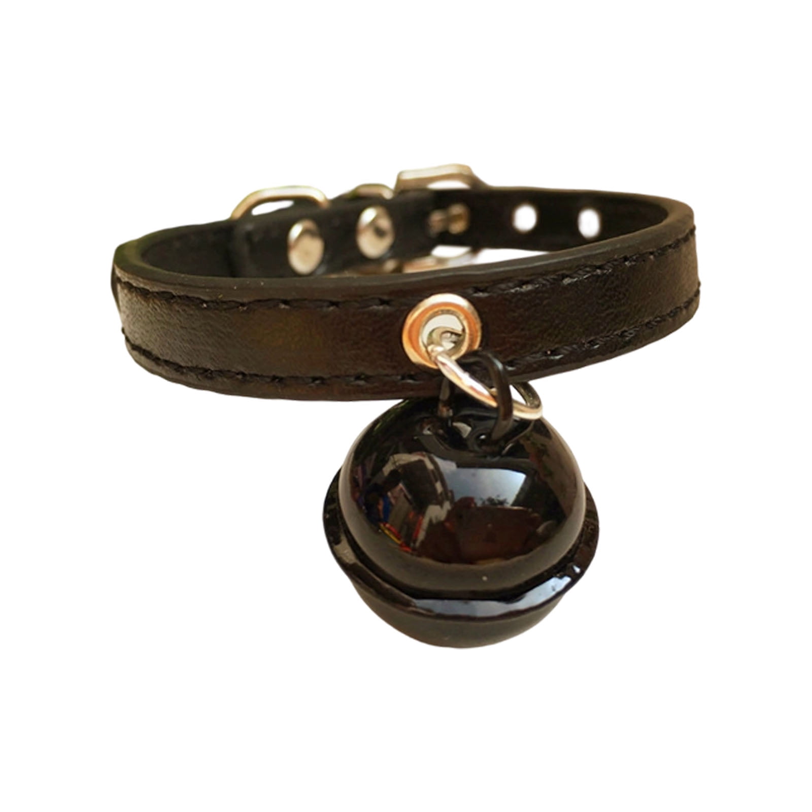 Barhoo Adjustable Leather Pet Collar with Bell Cute Soft Puppy Collar ...