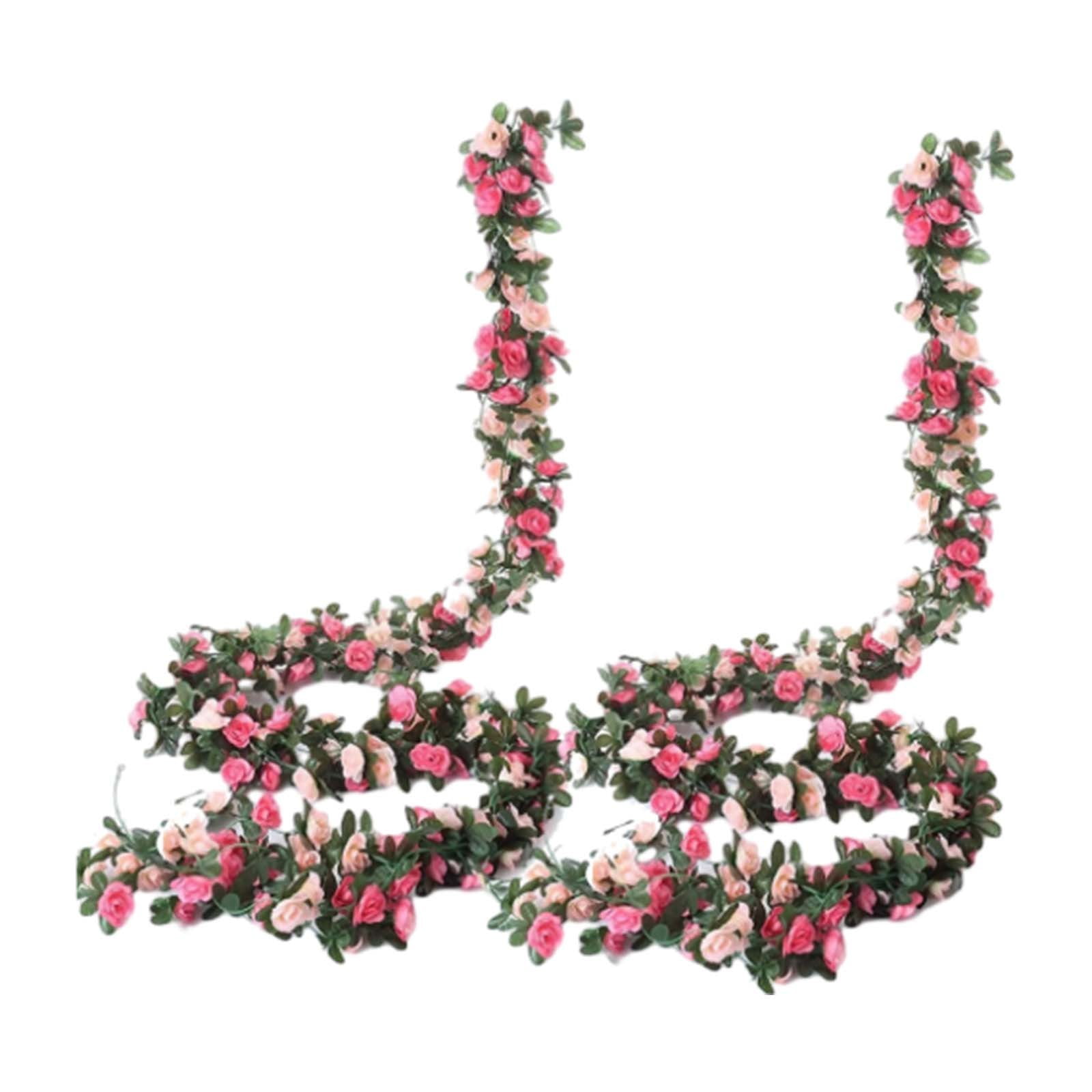 Barhoo Flower Garland 2 Pack 8.2 Ft Artificial Rose Vine Garland - Pink ...