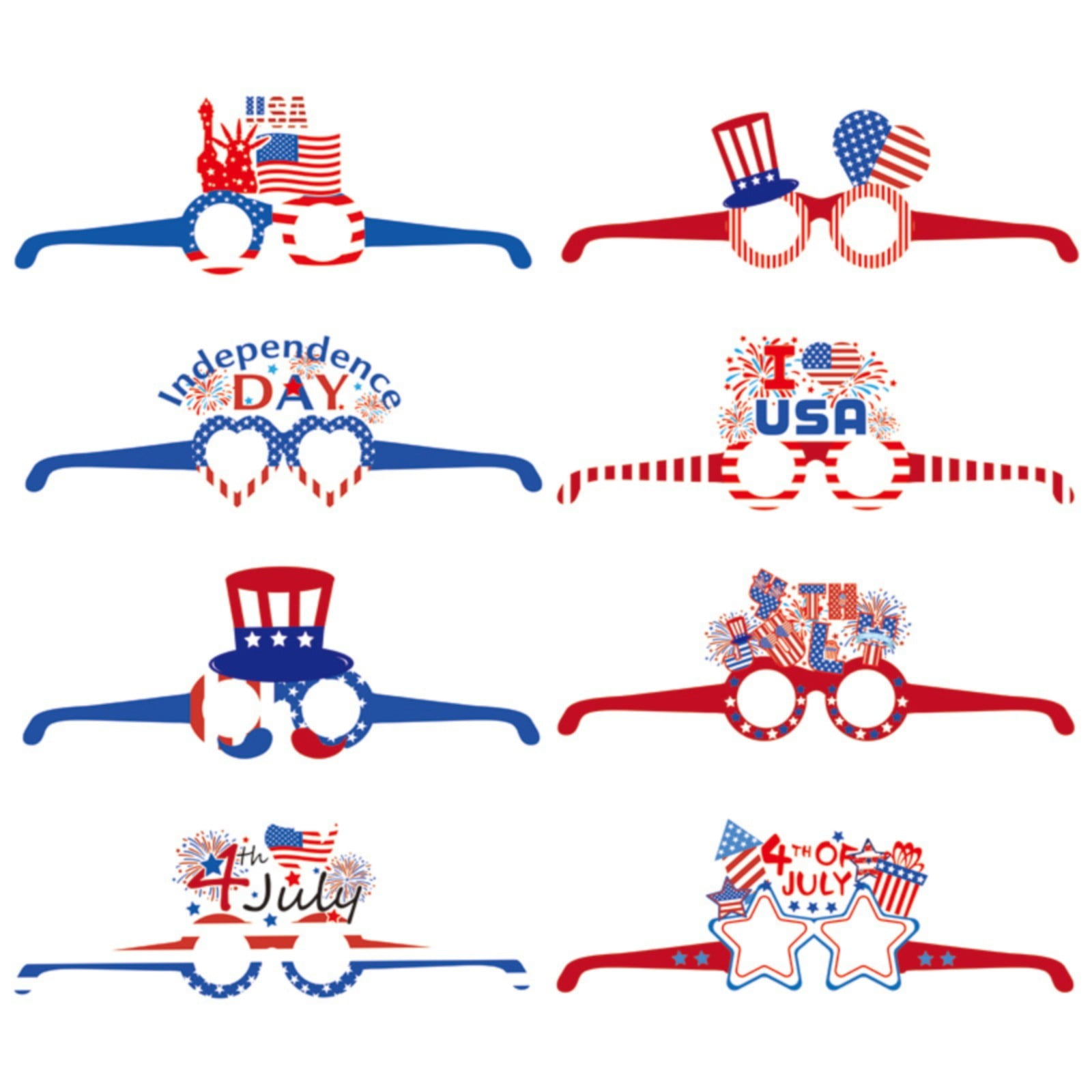 Barhoo Patriotic Glasses 4Th of July Glasses 8 Independence Day ...