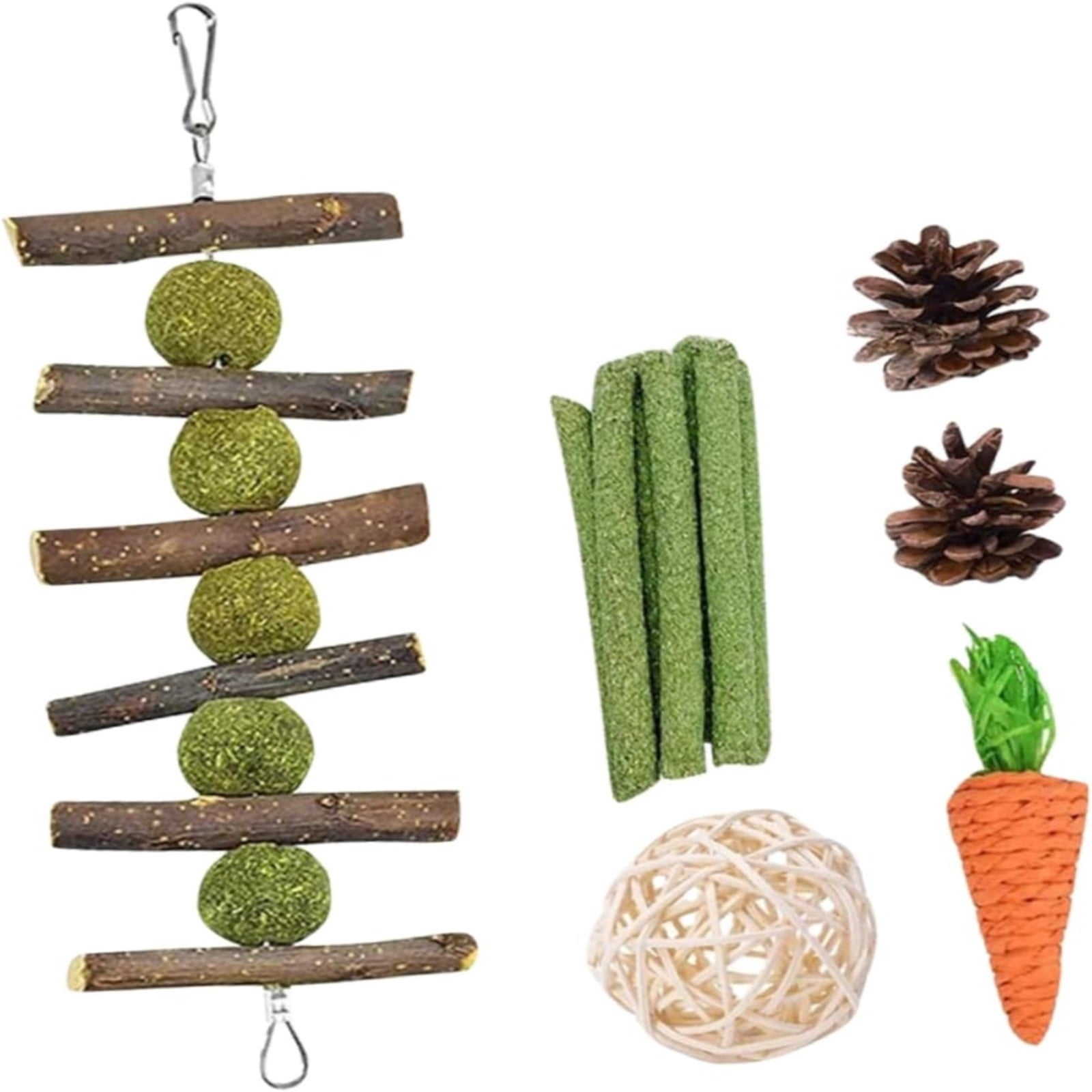 Barhoo Small Animal Chew Toys Set Natural Wood Teeth Grinding Toys for ...