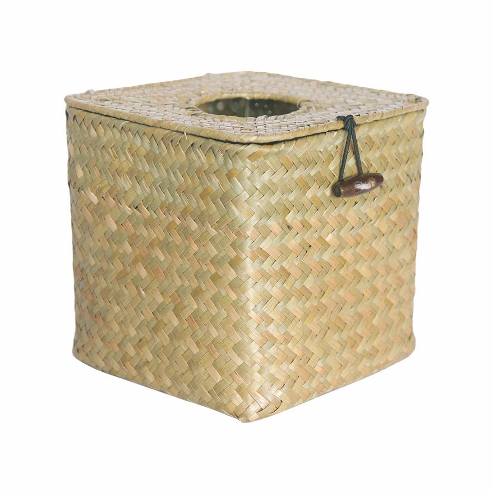 Barhoo Tissue Box Cover Kleenex Box Covers Square Woven Straw Tissue ...