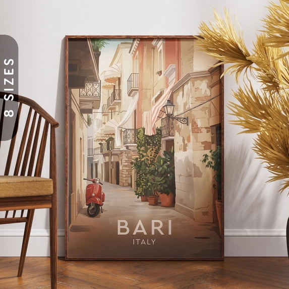 Bari Italy Vintage Travel Poster, Unframed Paper Poster 24x36in ...