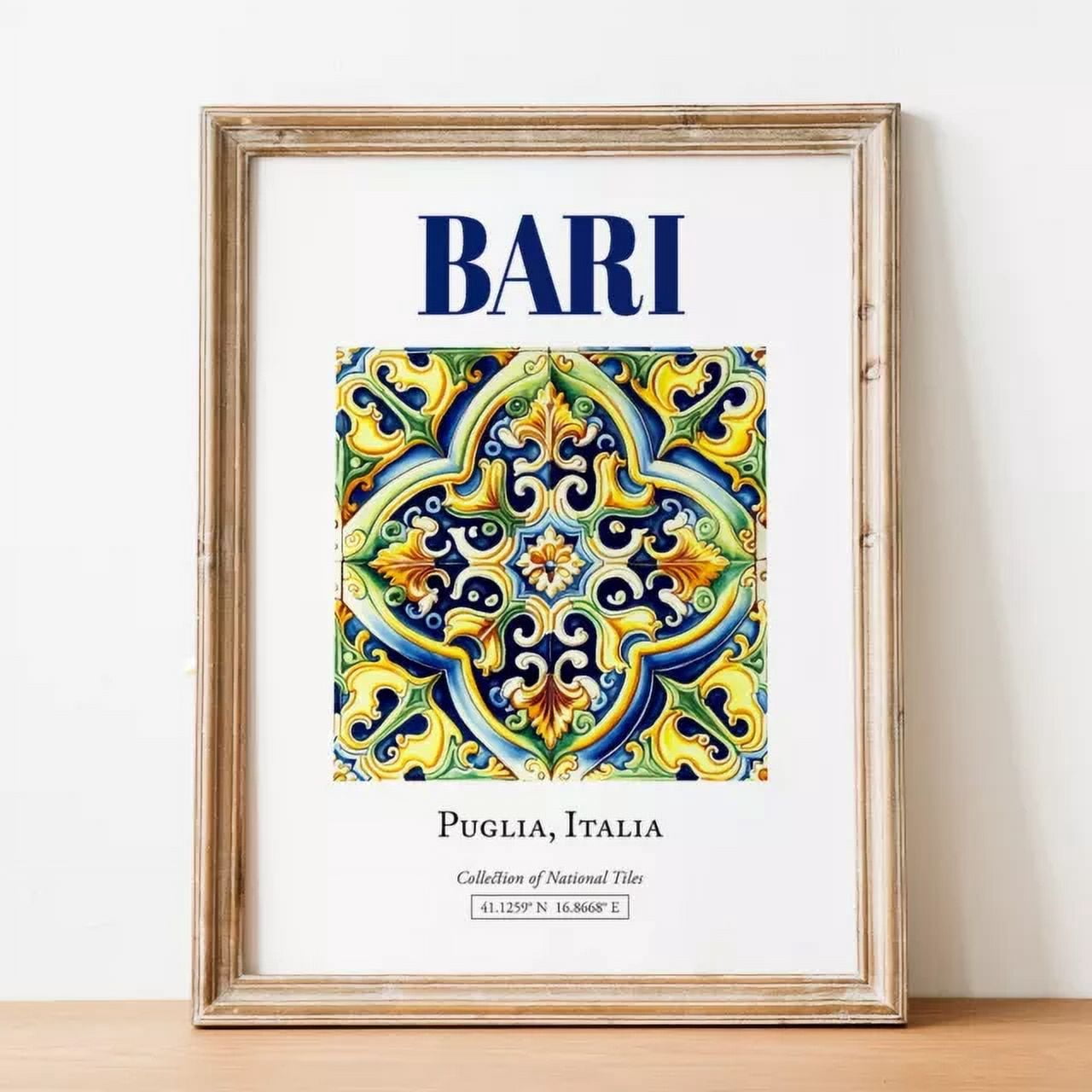 Bari Tile Print Apulian Decorative Tile Wall Art Poster Home Decor ...