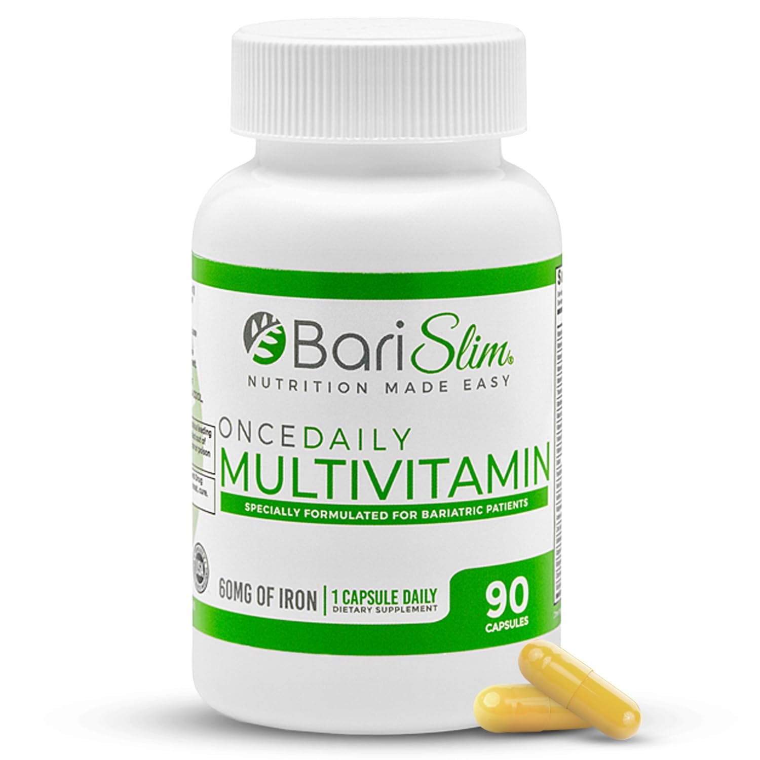 BariSlim Once Daily Bariatric Multivitamin Capsule - 60mg of Iron - Bariatric Vitamin ...
