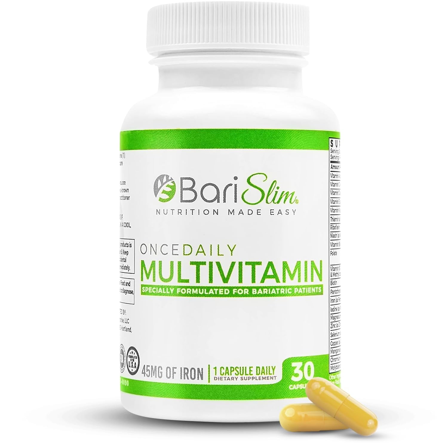 BariSlim Once Daily Multivitamin (45mg Iron) for Bariatric Patients ...