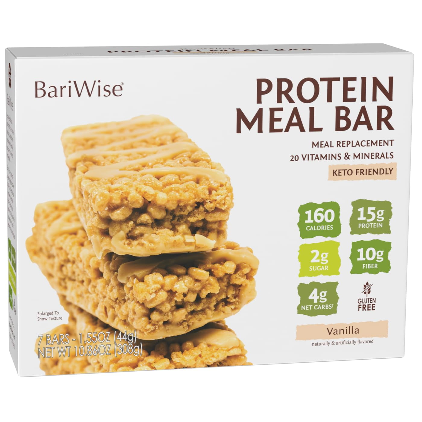 BariWise Meal Replacement Protein DMF15 & Fiber Bar, Vanilla, Low Carb ...