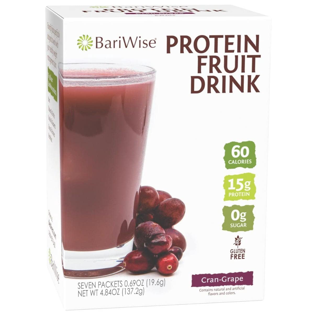 BariWise Protein Fruit Drink, Cran-Grape, Low SMRSugar, Gluten Free ...