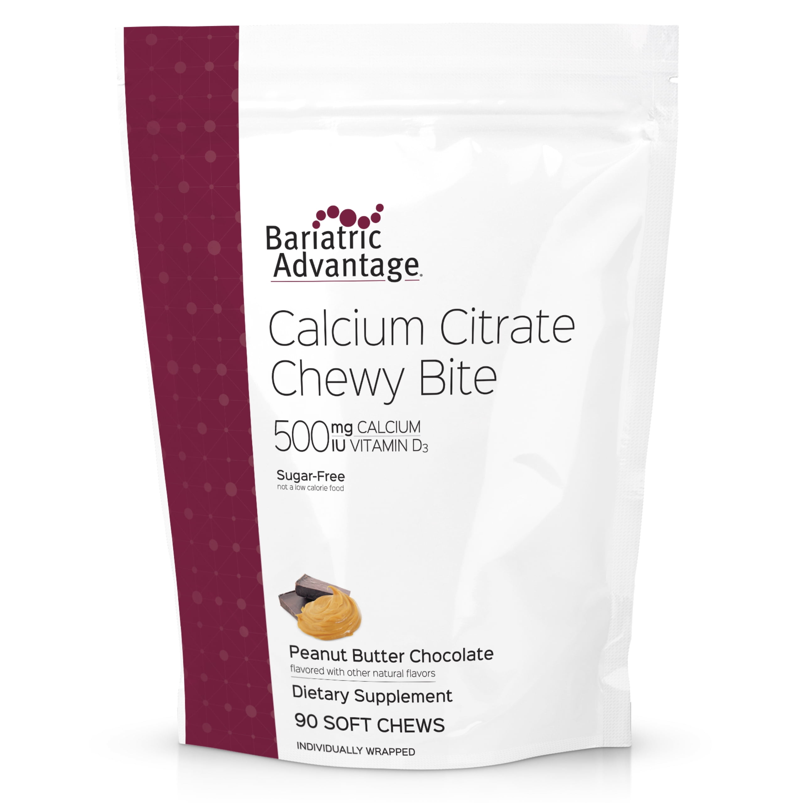 Bariatric Advantage Calcium Citrate Chewy Bites, 90 Count, Sugar-Free ...