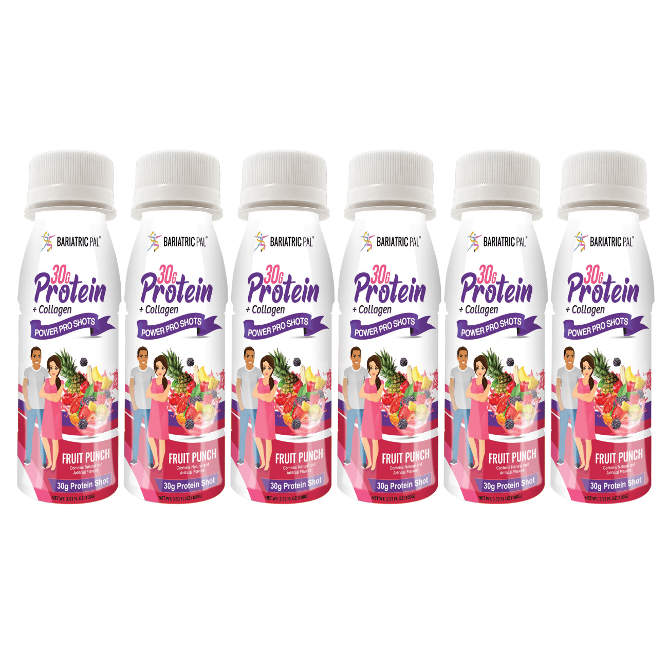 BariatricPal 30g Whey Protein & Collagen Pro Shots, Fruit Punch, 6-Pack ...