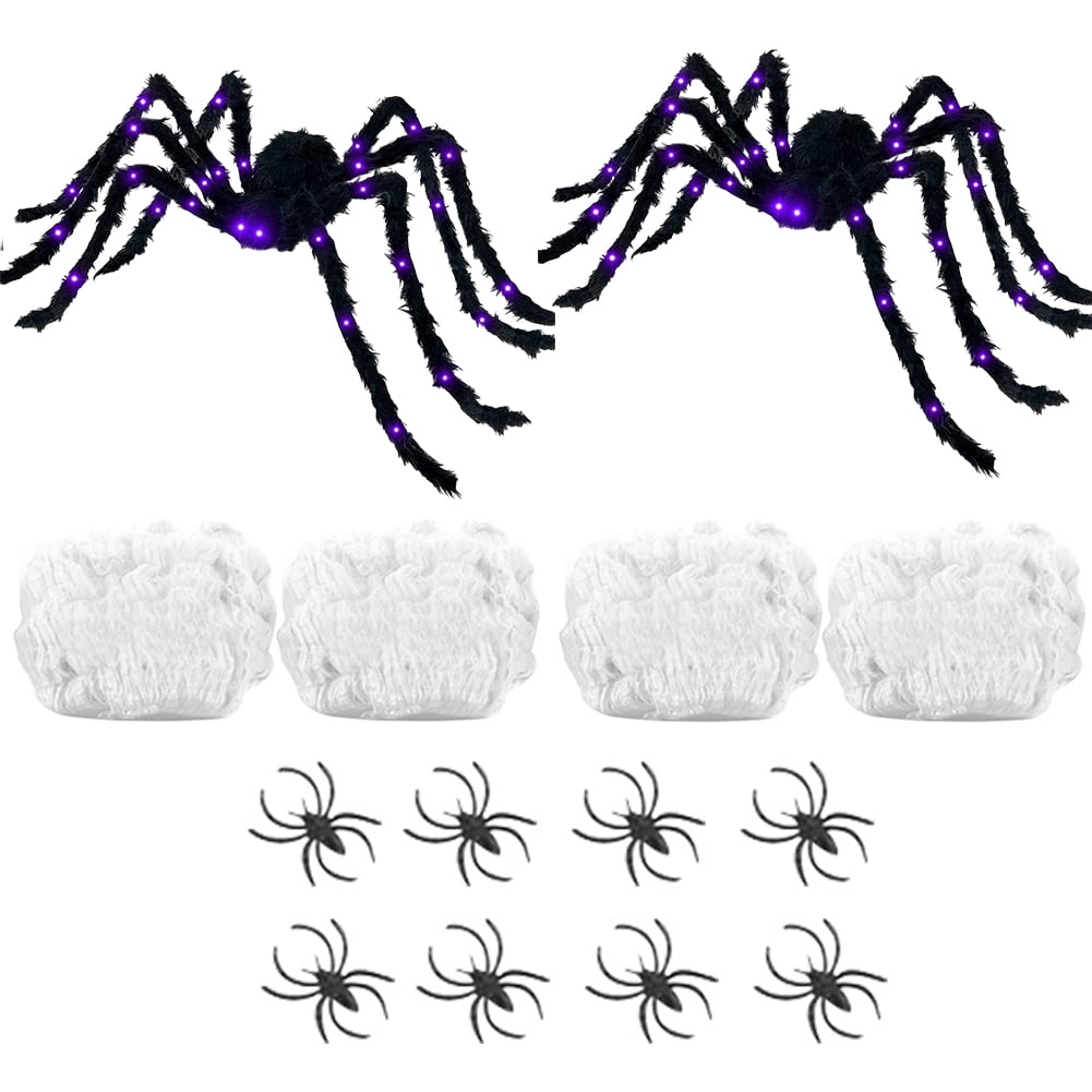 Baright Halloween Simulated Black Spiders (1xLuminous Spider+4xCotton ...