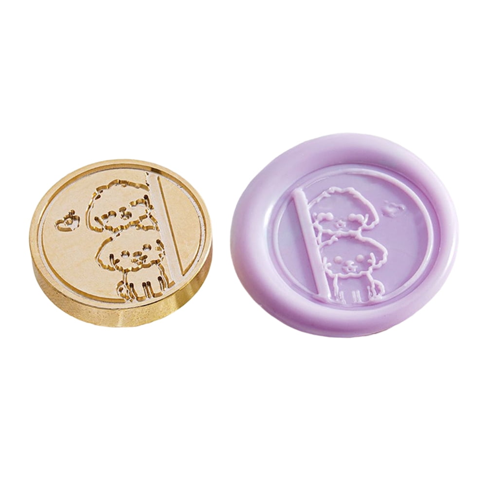 Baright Two Dogs Animals Series Sealing Stamp Head Round Copper DIY ...