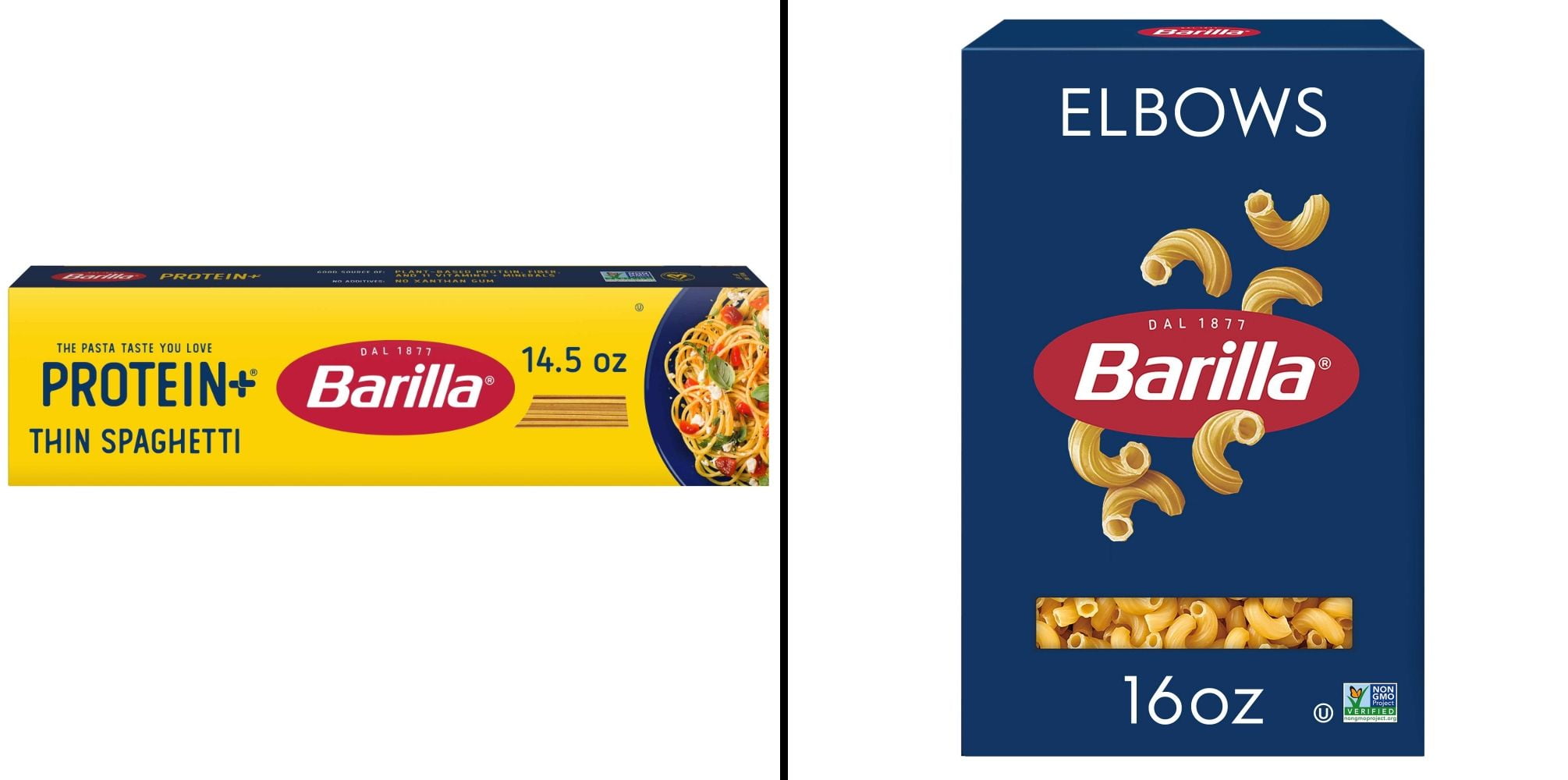 Barilla 10g Protein+ Thin Spaghetti Pasta 14.5 oz & Barilla Elbows ...