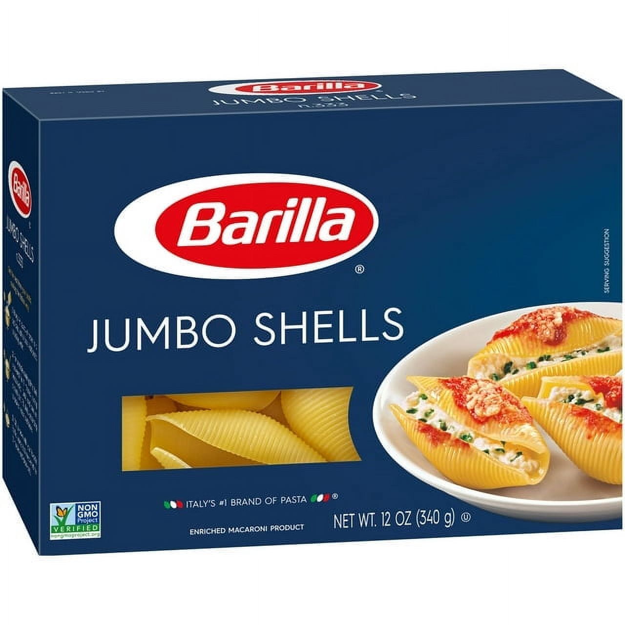 Barilla Jumbo Shells Pasta, Oven Baked, Stuffing Shells, 12 oz, Pack of ...