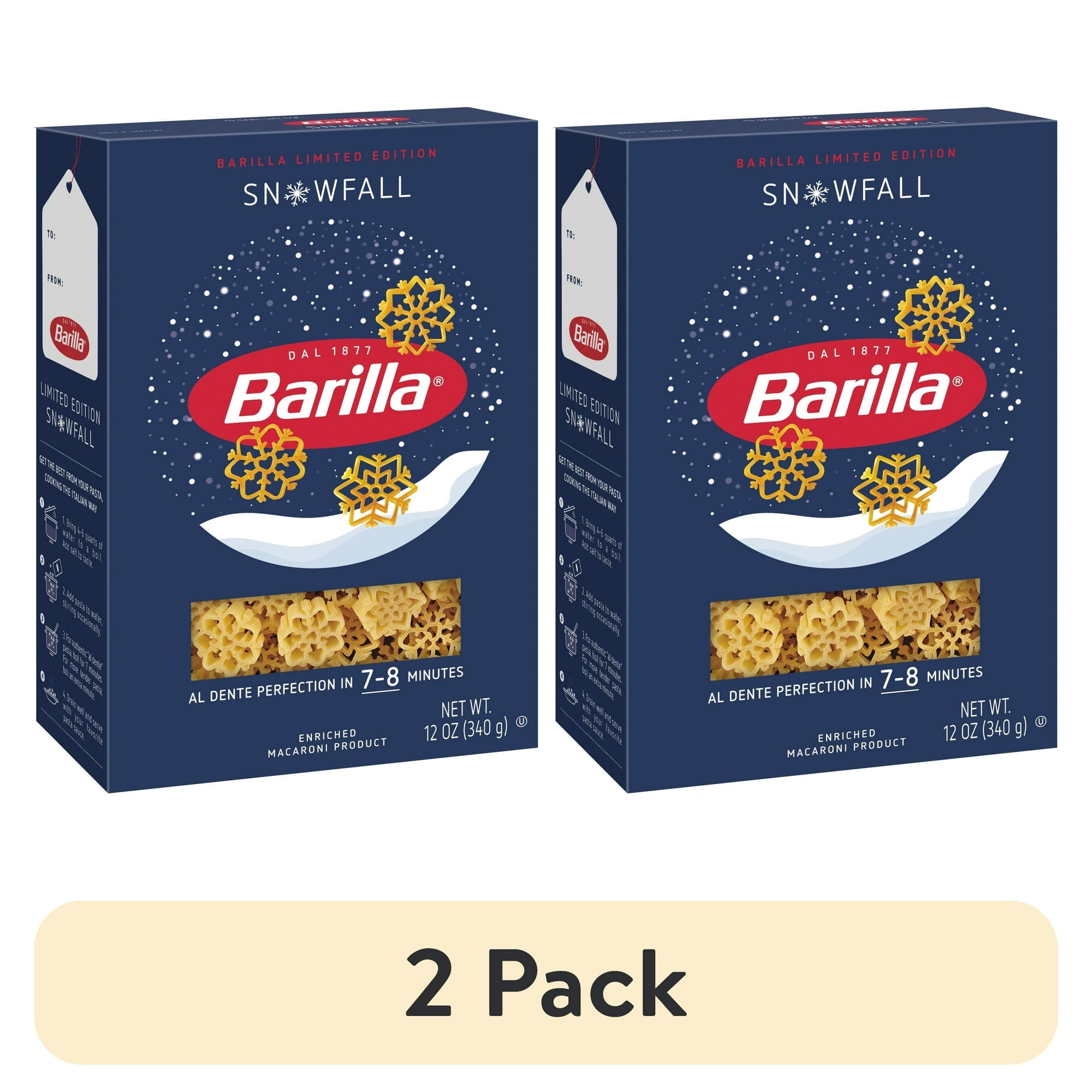 (2 pack) Barilla Classic Non-GMO, Kosher Certified Snowfall Pasta, 12 ...