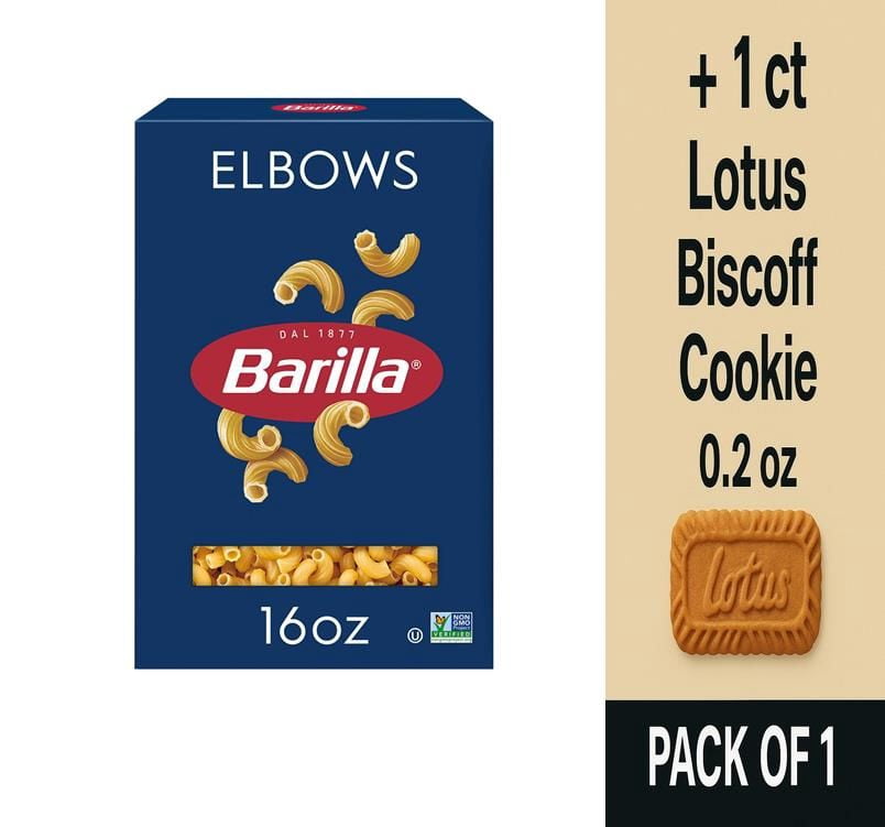 Barilla Elbows Pasta - 16 oz - Pack of 1 & Lotus Biscoff Cookie - 0.2 ...