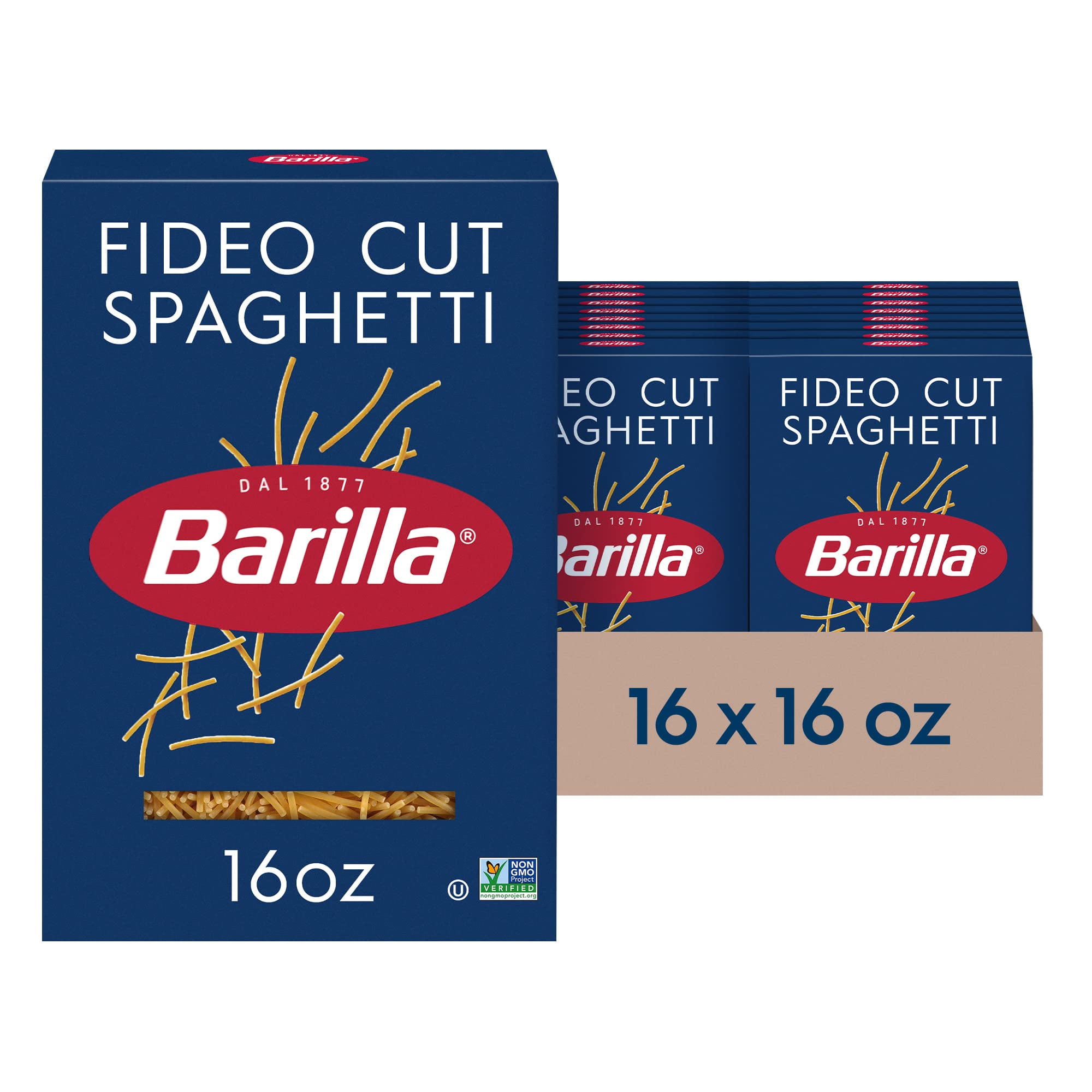 Barilla Fideo Cut Spaghetti Pasta, 16 oz. Box (Pack of 16) - Non-GMO ...