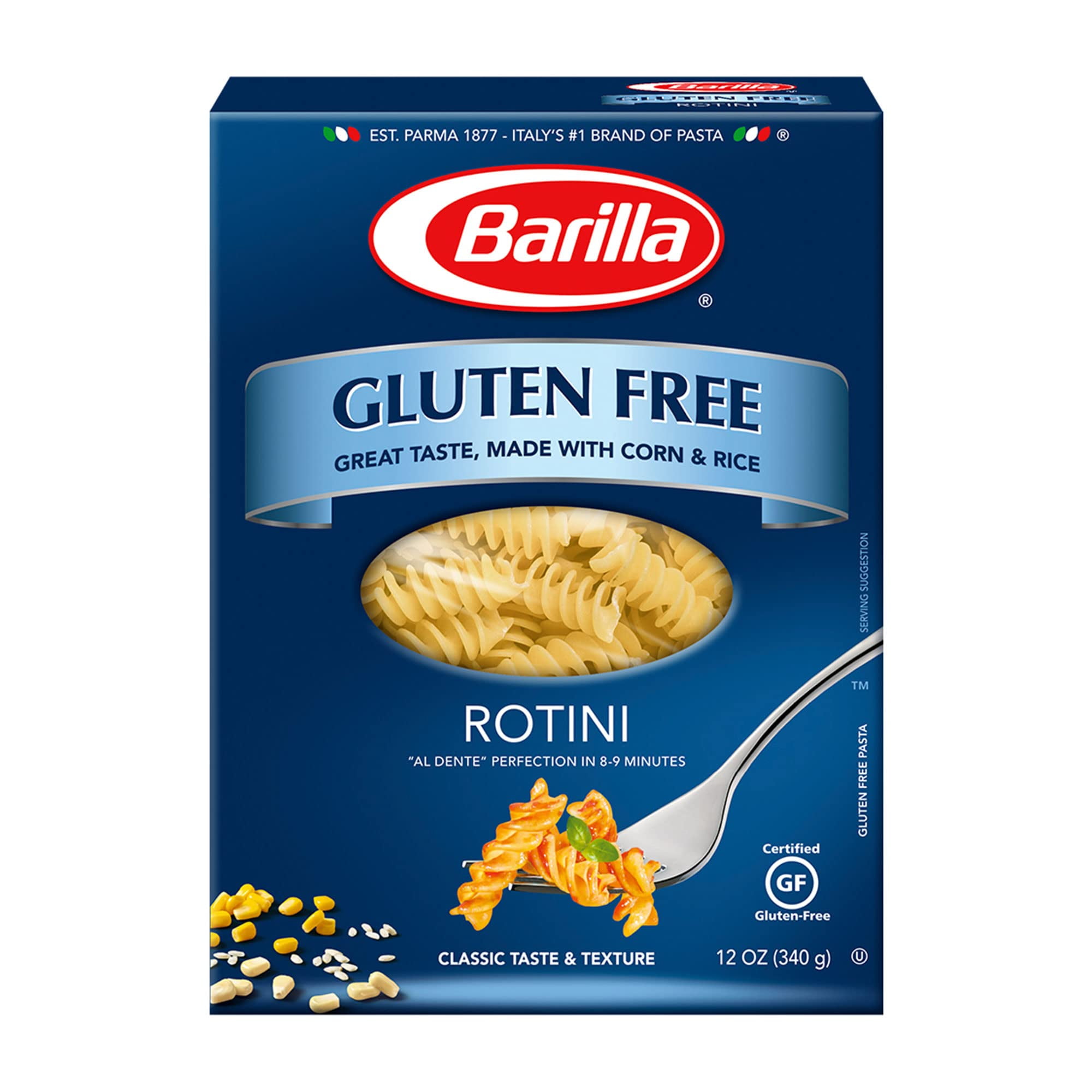 Barilla Gluten Free Spiral Grain Rotini, 12 Ounce - Non-Gmo Vegan Pasta ...