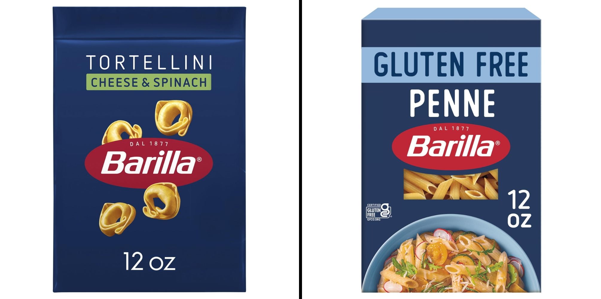 Barilla Gluten Free Penne 12 oz & Barilla Cheese & Spinach Tortellini ...