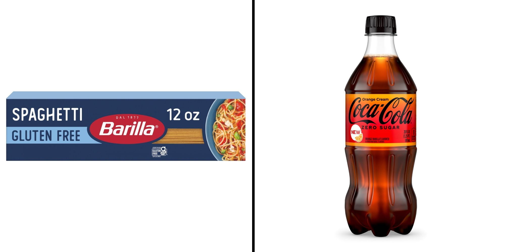 Barilla Gluten Free Spaghetti Pasta 12 oz & Coca-Cola Zero Orange Cream ...