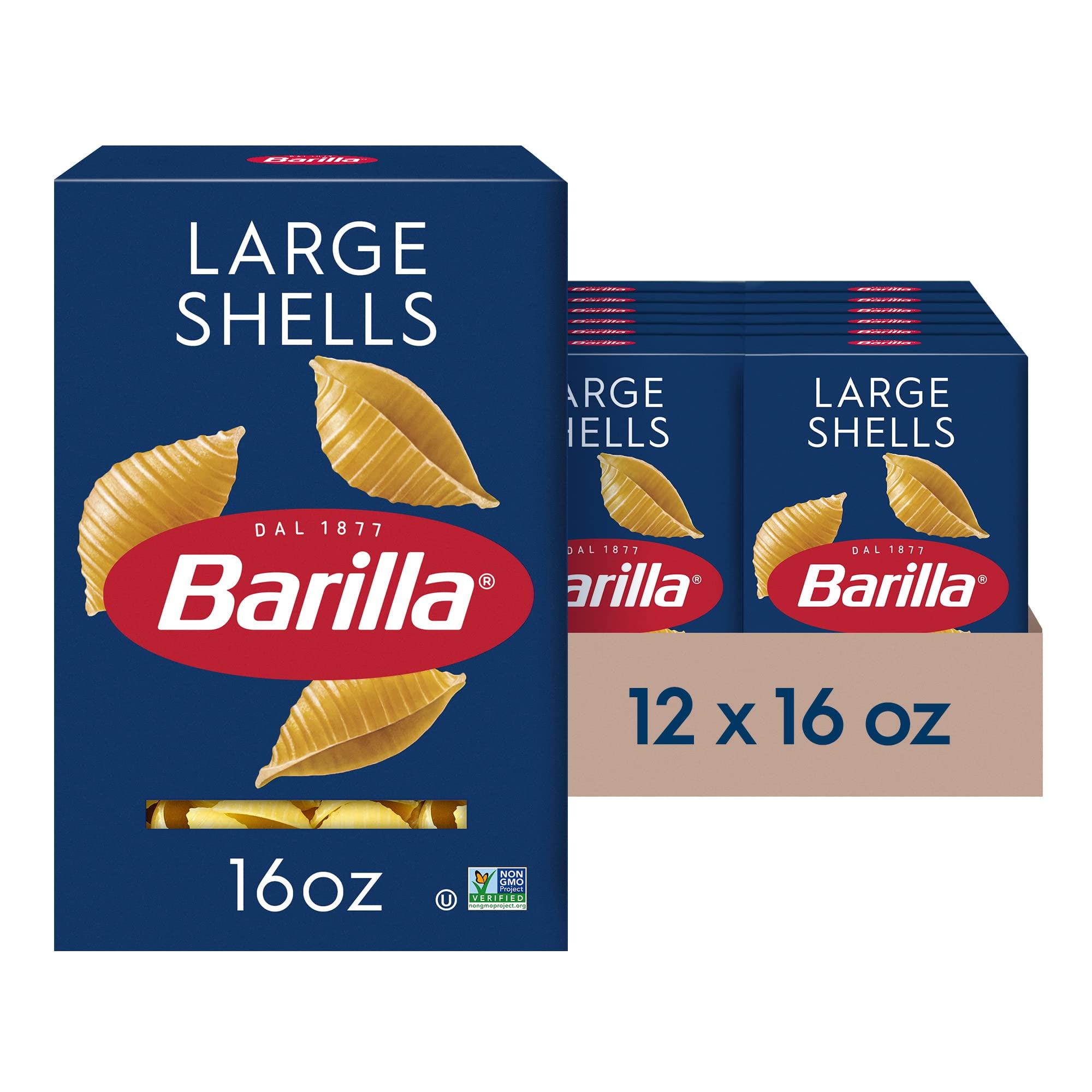 Barilla Large Shells Pasta, 16 Oz. Box (Pack Of 12) - Non-Gmo Pasta ...