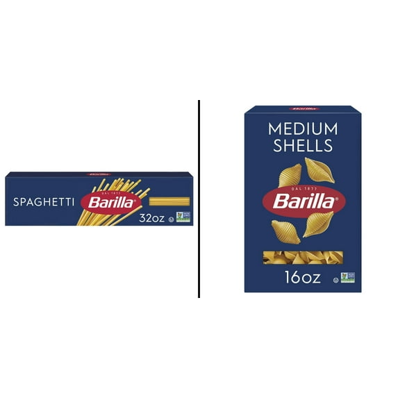 Barilla Medium Shells Pasta, 16 oz Box & Barilla Spaghetti Pasta, 32 oz ...