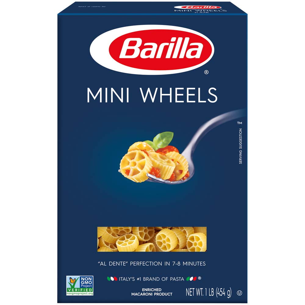 Barilla Mini Wheels Pasta 16 Ounce Boxes Pack of 4 Wheel-Shaped Pasta ...