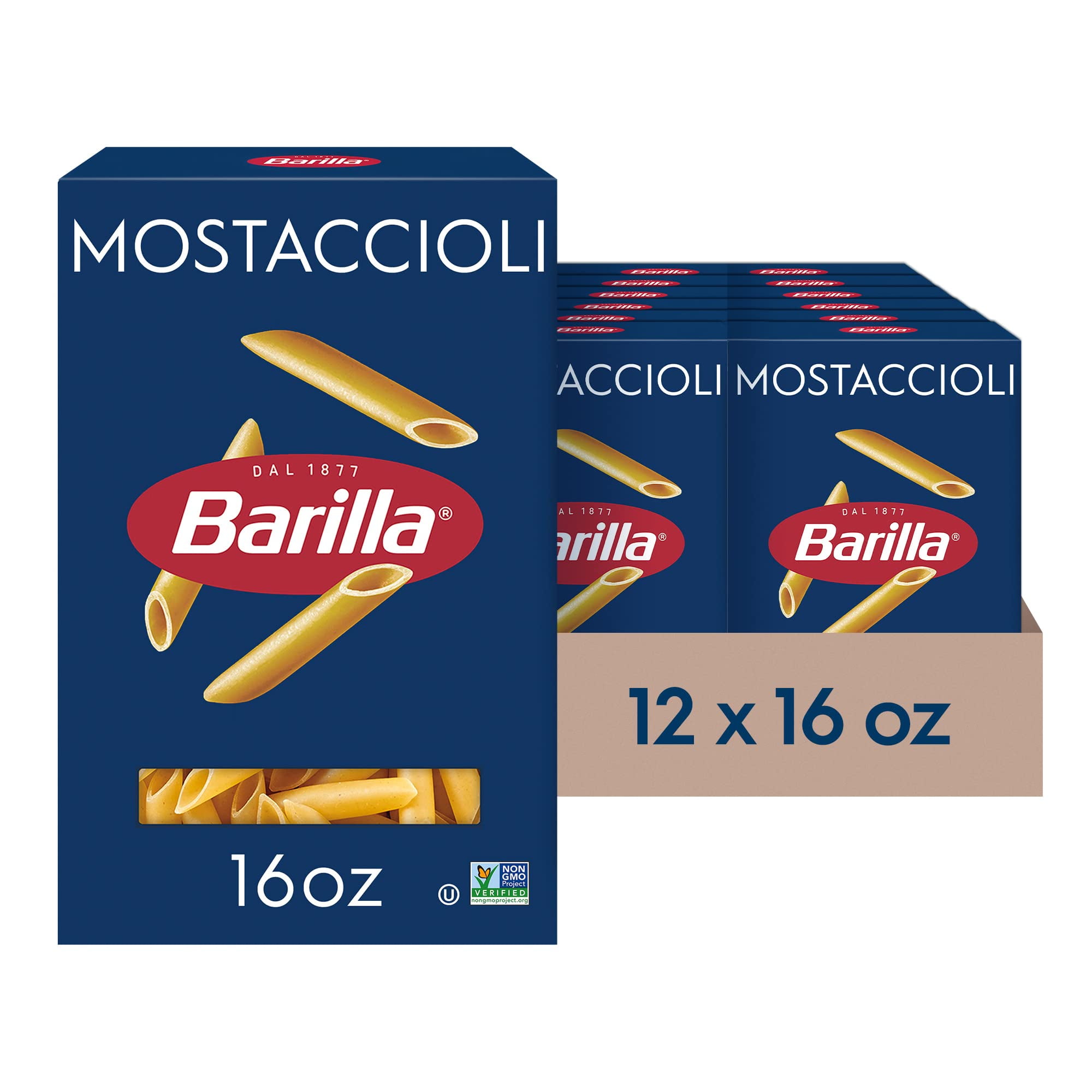 Barilla Mostaccioli Pasta, 16 oz. Box (Pack of 12) - Non-GMO Pasta Made ...