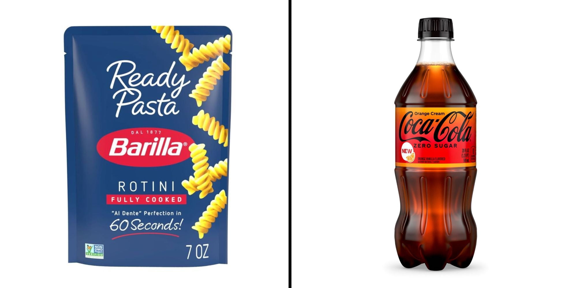 Barilla Ready Pasta Rotini 7 oz & Coca-Cola Zero Orange Cream 20 Oz ...