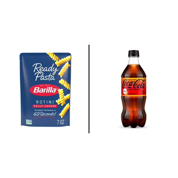 Barilla Ready Pasta Rotini 7 oz & Coca-Cola Zero Orange Cream 20 Oz ...
