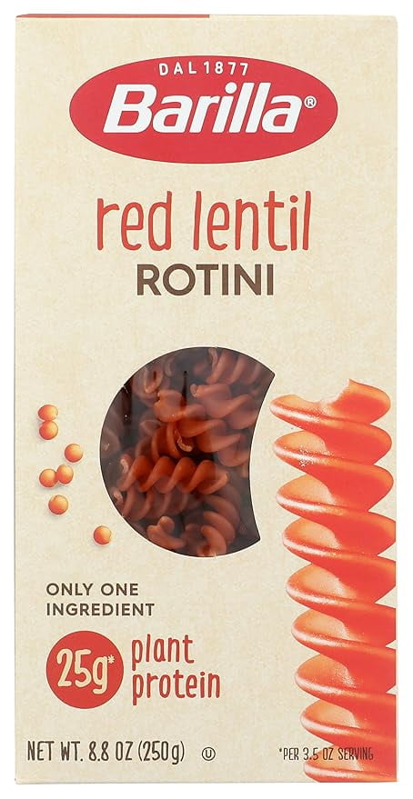 Barilla Red Lentil Rotini Pasta, 8.8 oz - Vegan, Gluten Free, Non GMO ...