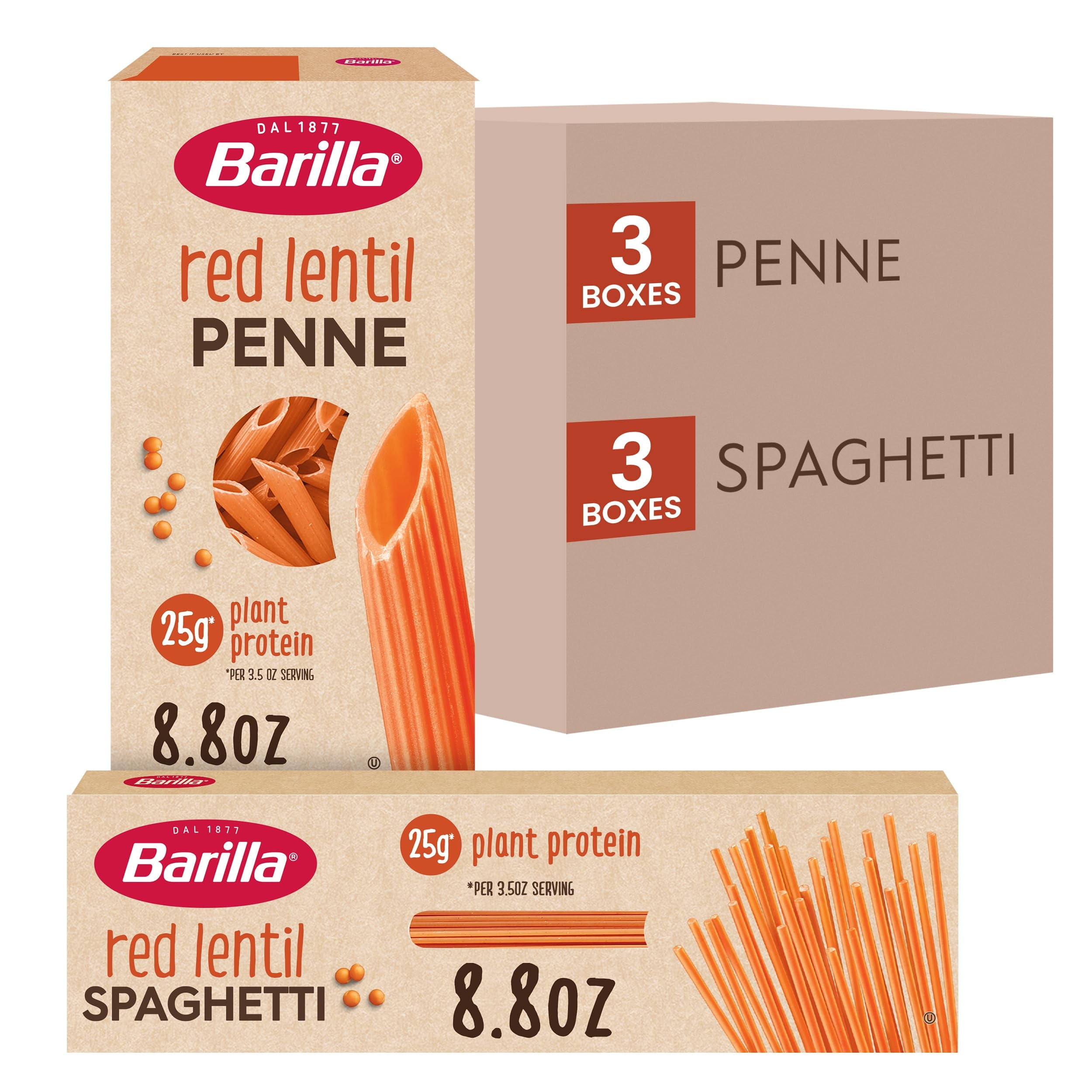 Barilla Red Lentil Spaghetti & Penne Pasta Variety Pack, 8.8 oz (Pack ...
