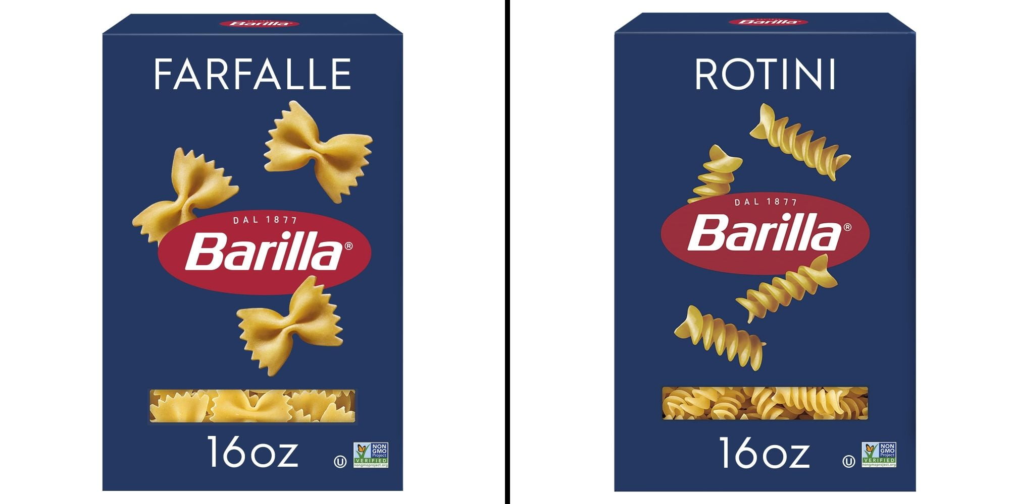 Barilla Rotini Pasta, 16 oz Box & Barilla Farfalle Pasta, 16 oz Box ...