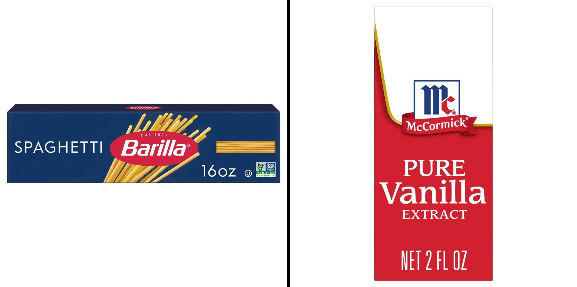 Barilla Spaghetti Pasta 16 oz & McCormick Pure Vanilla Extract 2 oz ...