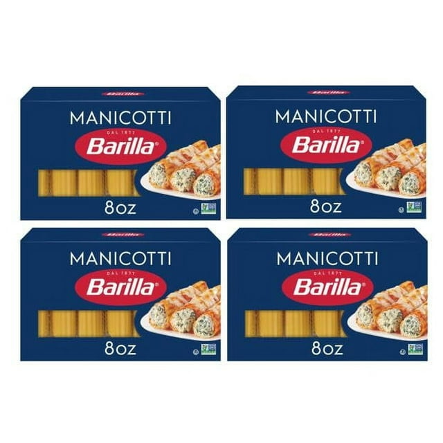 Barilla Classic Blue Box Manicotti Oven Pasta, 8 OZ, Quick & Easy Meal ...
